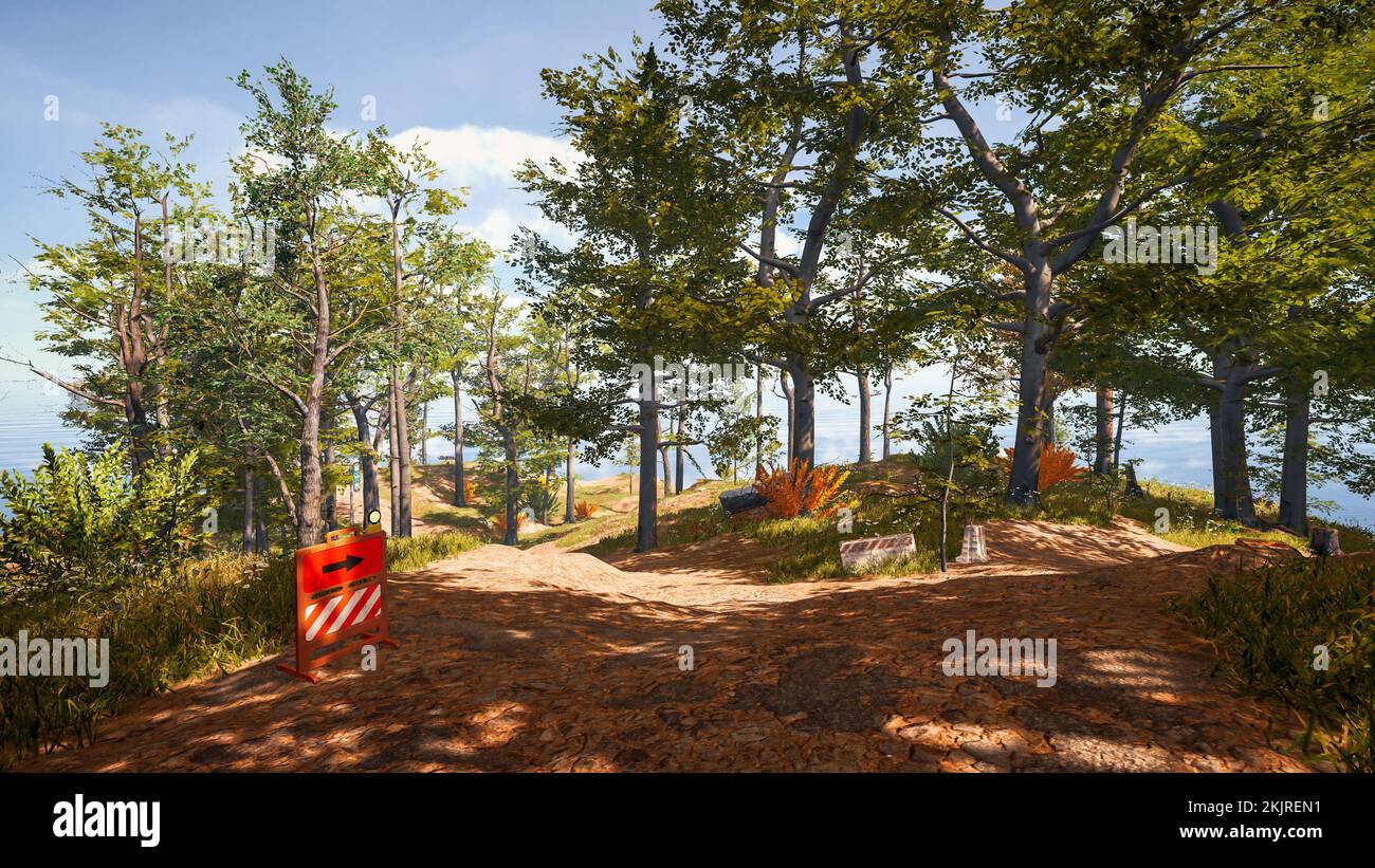 3D rendering. An immersive natural environment. Landscape to illustrate ...