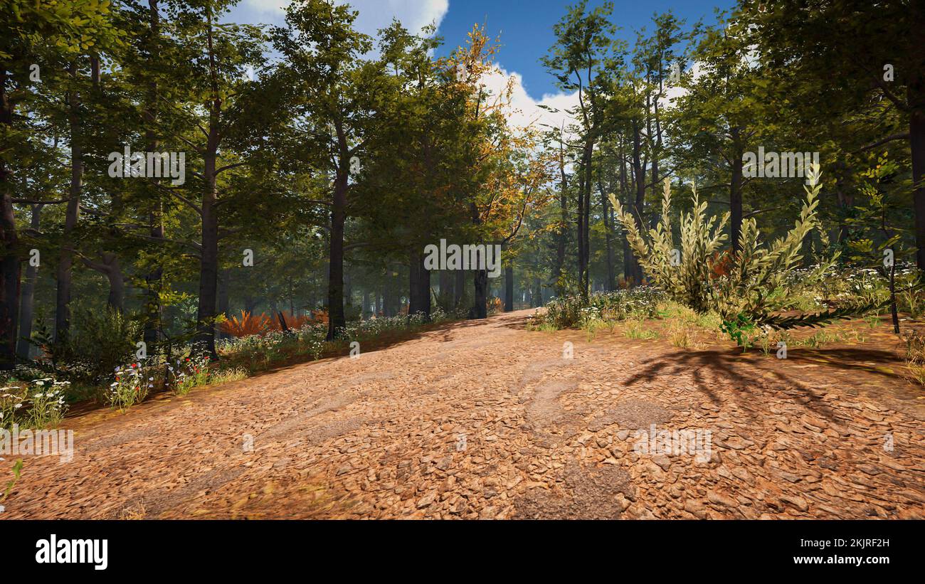 3D rendering. An immersive natural environment. Landscape to illustrate ...