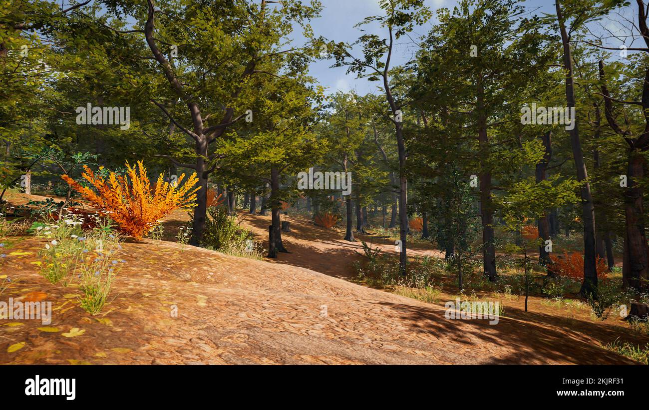 3D rendering. An immersive natural environment. Landscape to illustrate ...