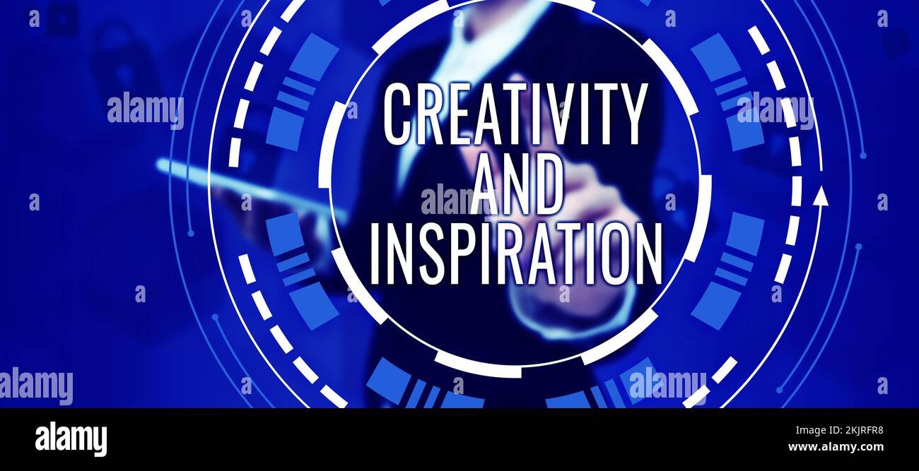 Conceptual display Creativity And Inspiration. Word for the imagination ...