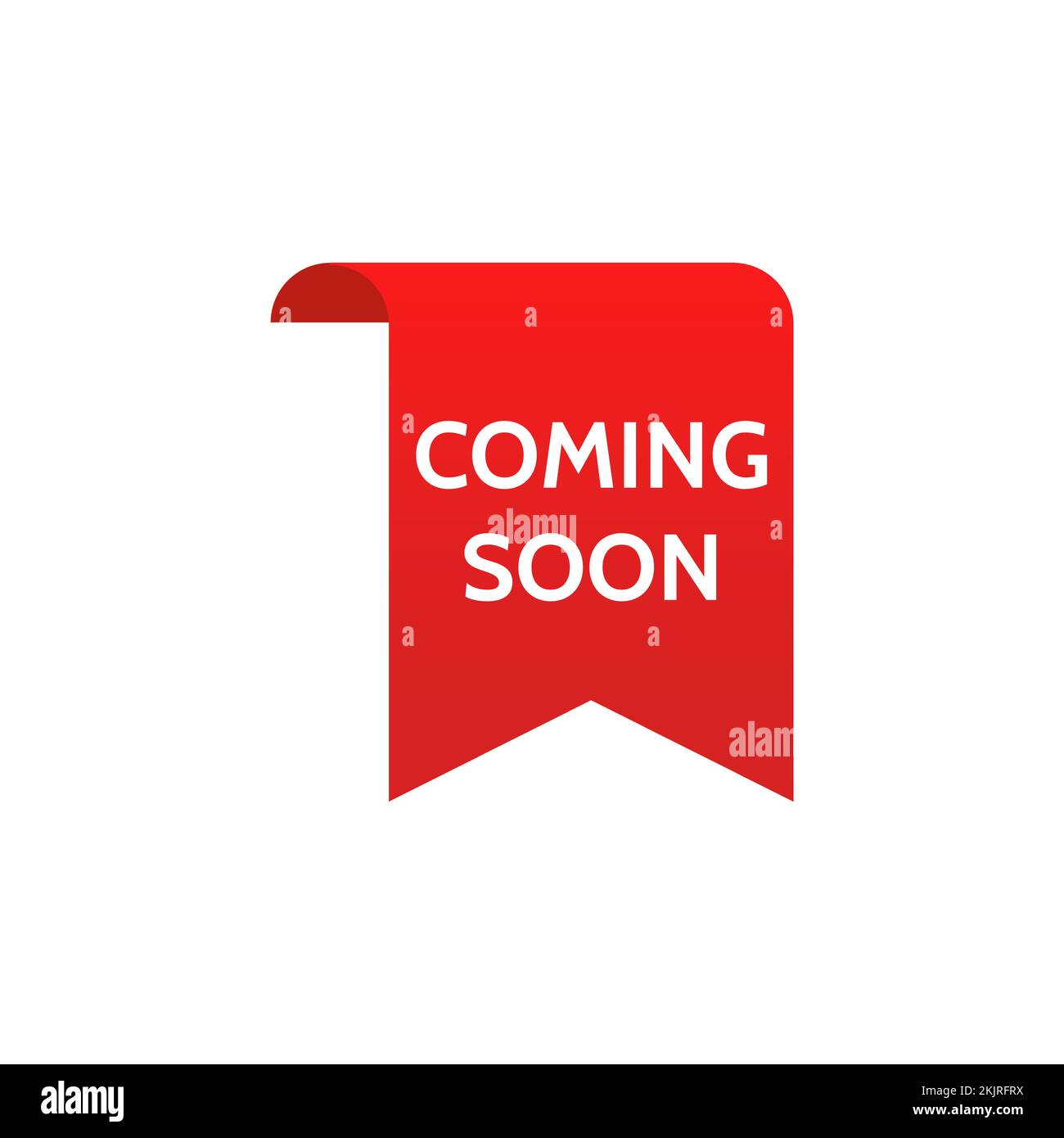 Coming soon promo labels. Red ribbons. Vector bage and banners Stock ...