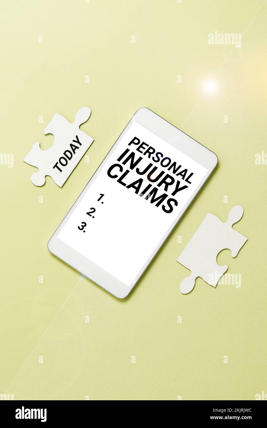 Text sign showing Personal Injury Claims. Word Written on being hurt or ...