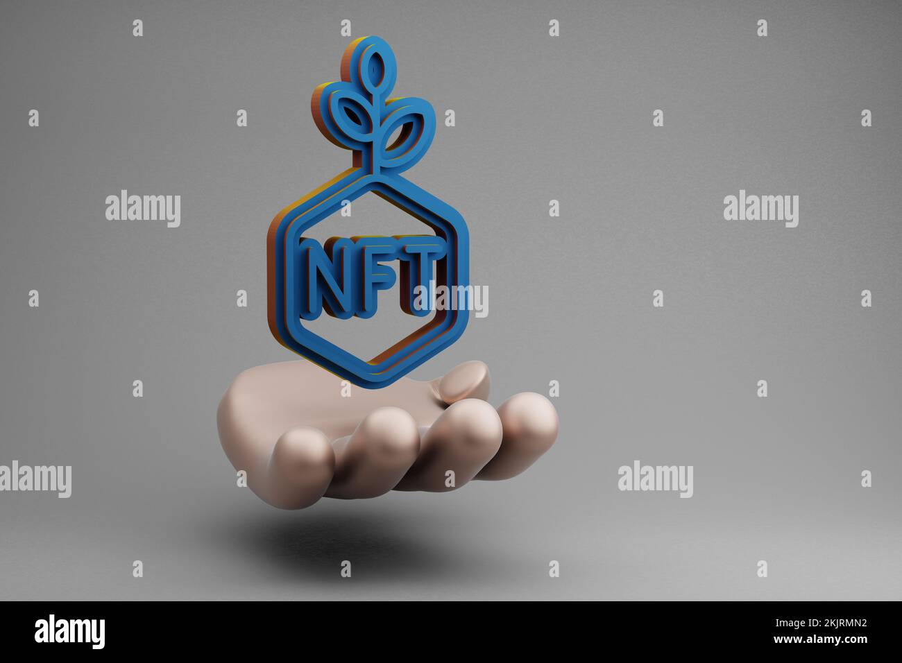 Beautiful abstract illustrations Golden Hand Holding Blue NFT ...