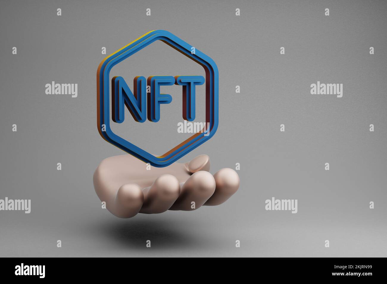 Beautiful abstract illustrations Golden Hand Holding Blue NFT Token ...