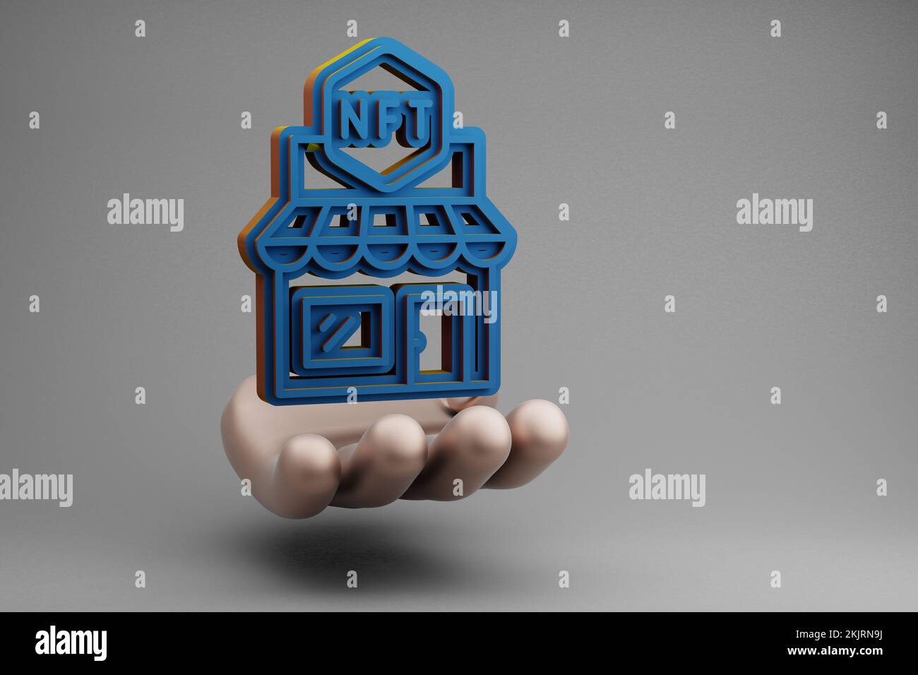 Beautiful abstract illustrations Golden Hand Holding Blue NFT store ...