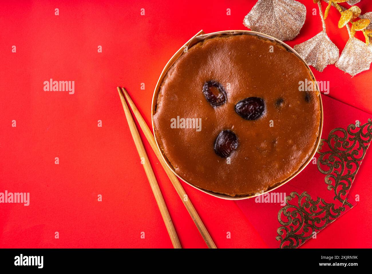 Traditional Chinese lunar New Year dinner table, party invitation, menu ...