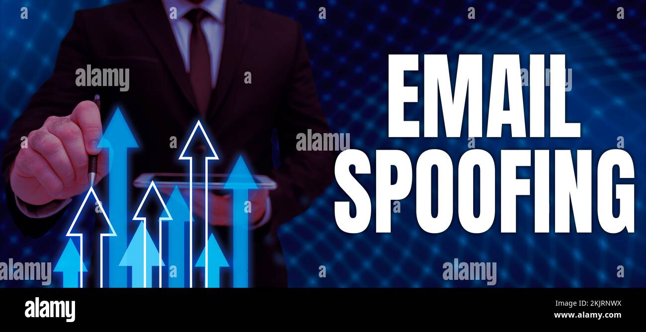 Text Sign Showing Email Spoofing Word Written On Secure The Access And Content Of An Email