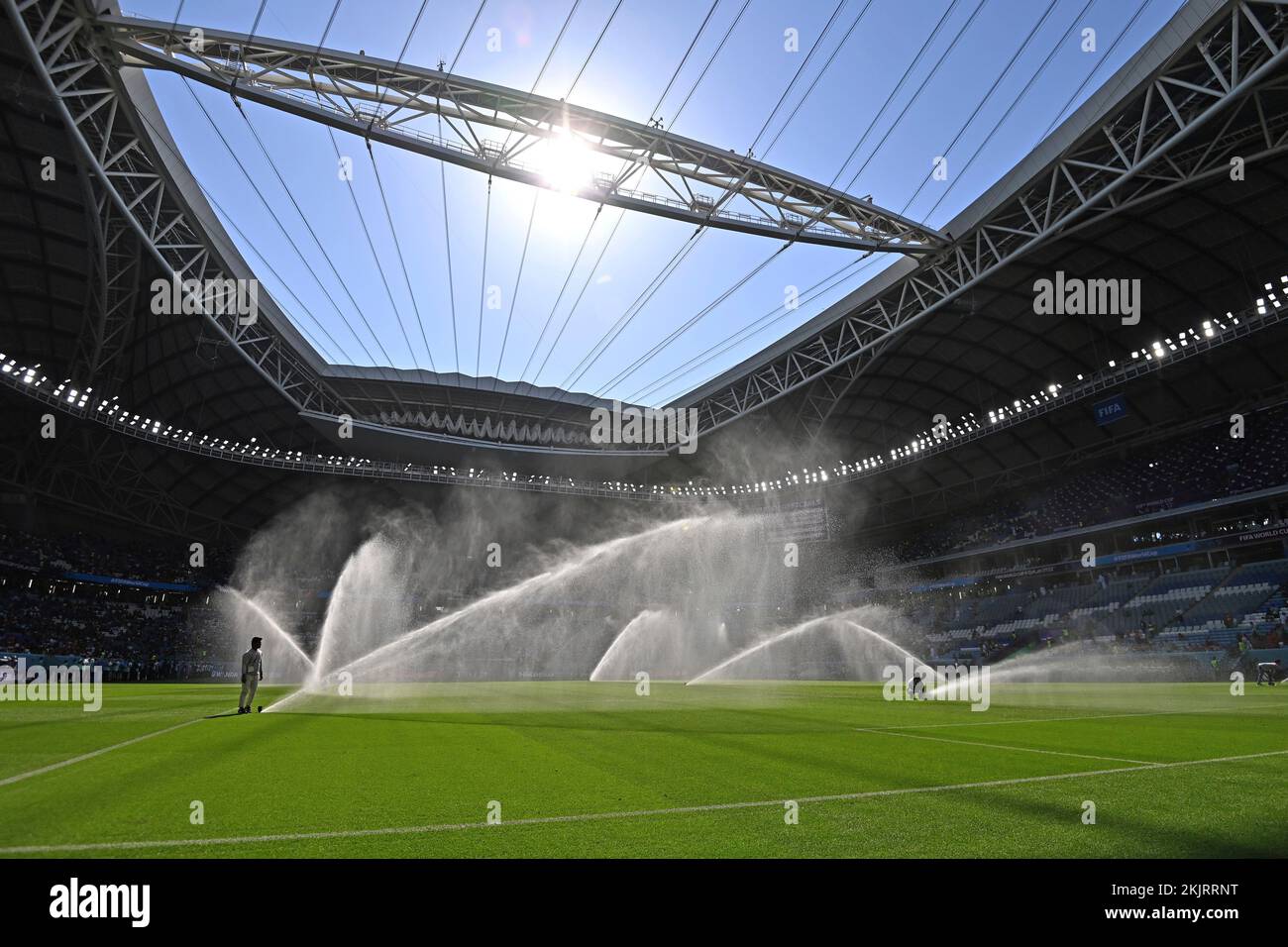 Qatar. 24th Nov, 2022. Edge motif: pitch watering, pitch sprinkler ...