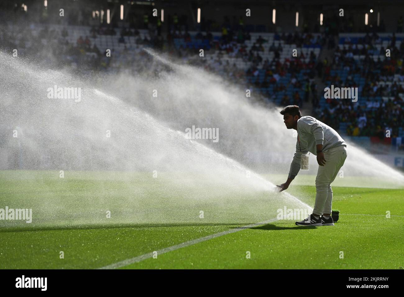 Qatar. 24th Nov, 2022. Edge motif: pitch watering, pitch sprinkler ...