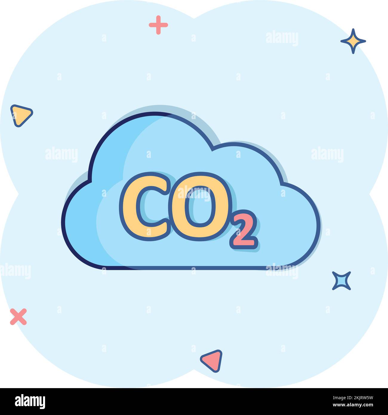 Co2 emission icon in comic style. Cloud disaster cartoon vector ...