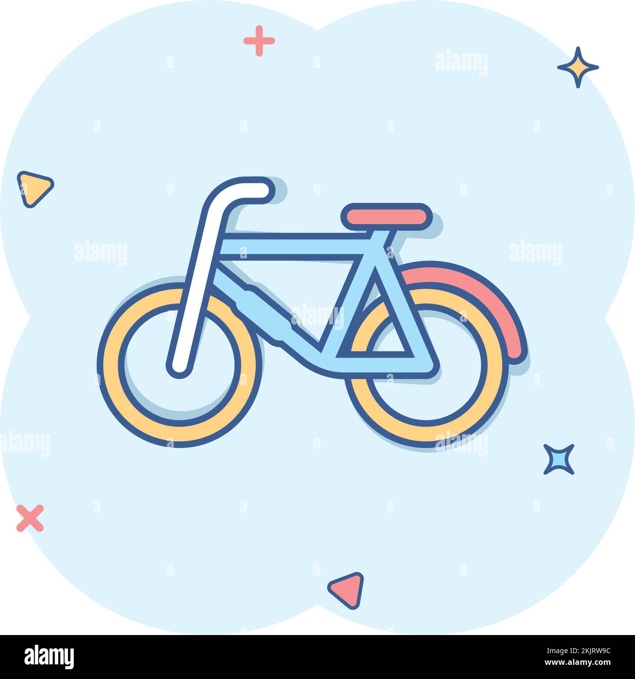 Bicycle icon in comic style. Bike exercise cartoon vector illustration ...