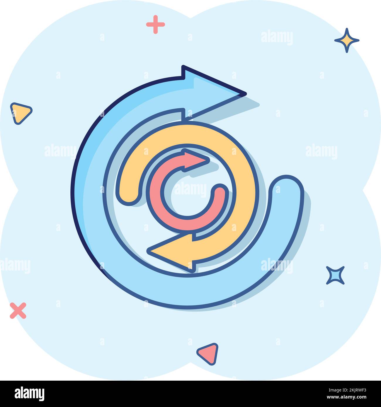 Arrow cycle icon in comic style. Recycle eco cartoon vector ...