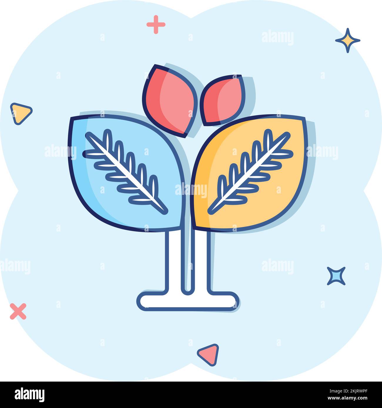 Leaf icon in comic style. Plant cartoon vector illustration on white ...