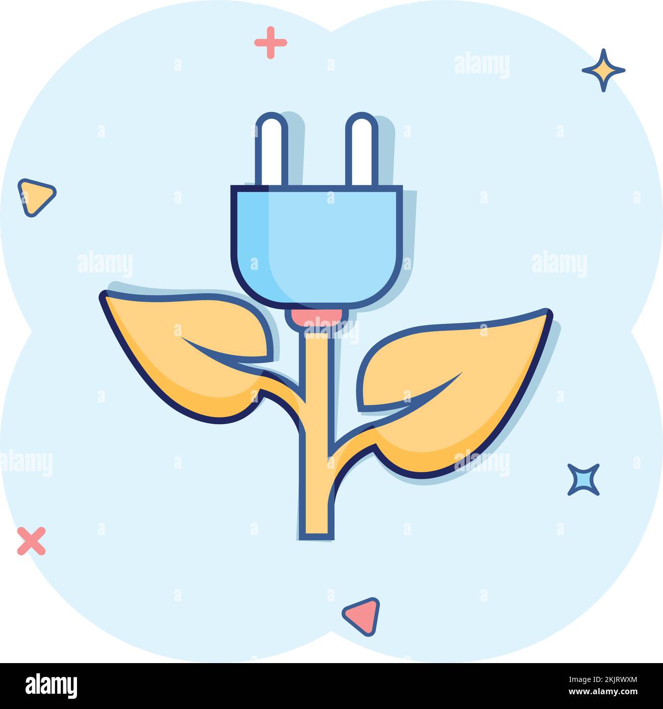 Eco power icon in comic style. Green energy cartoon vector illustration ...