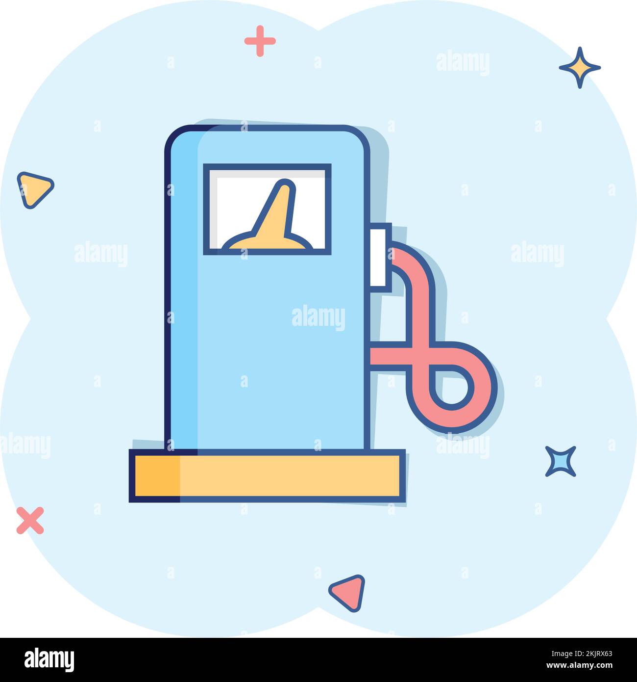 Fuel pump icon in comic style. Gas station cartoon sign vector ...