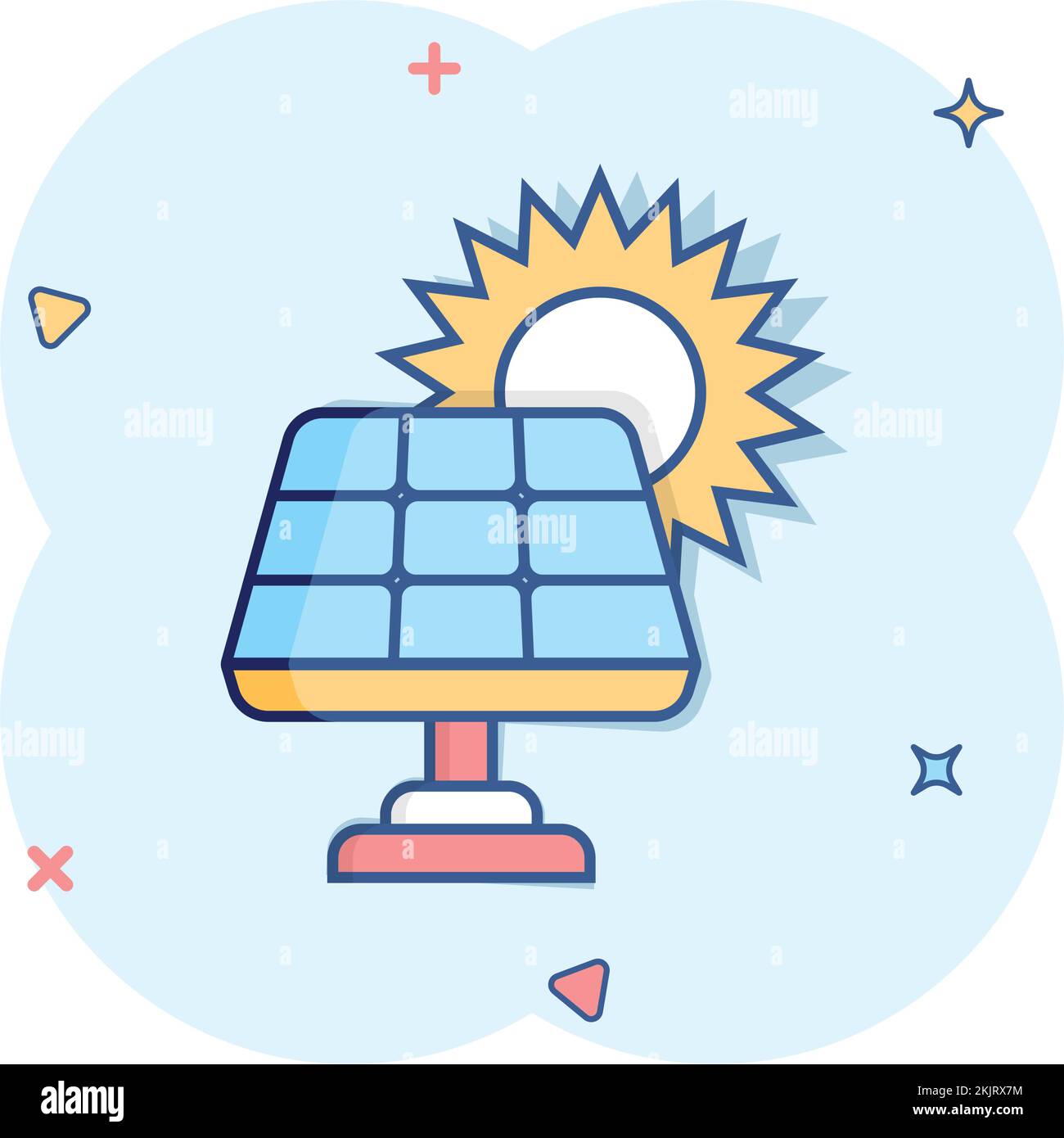 Solar panel icon in comic style. Ecology energy cartoon vector ...