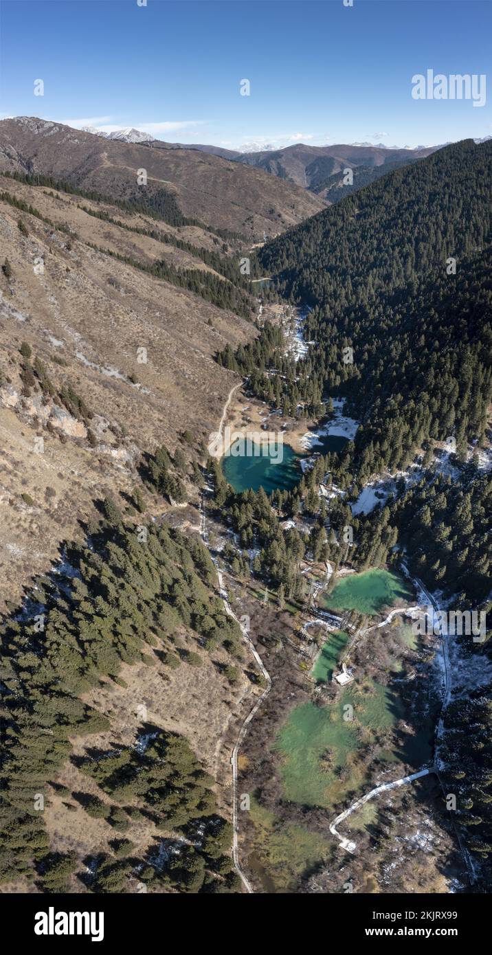 Aerial photos show the winter scenery of Erdaohai Scenic Area in ...