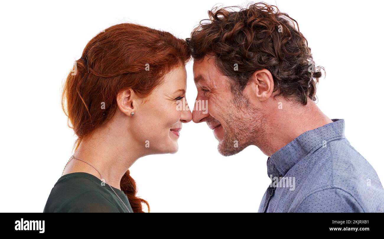 Sweet romantic moments. a loving young couple standing face to face ...