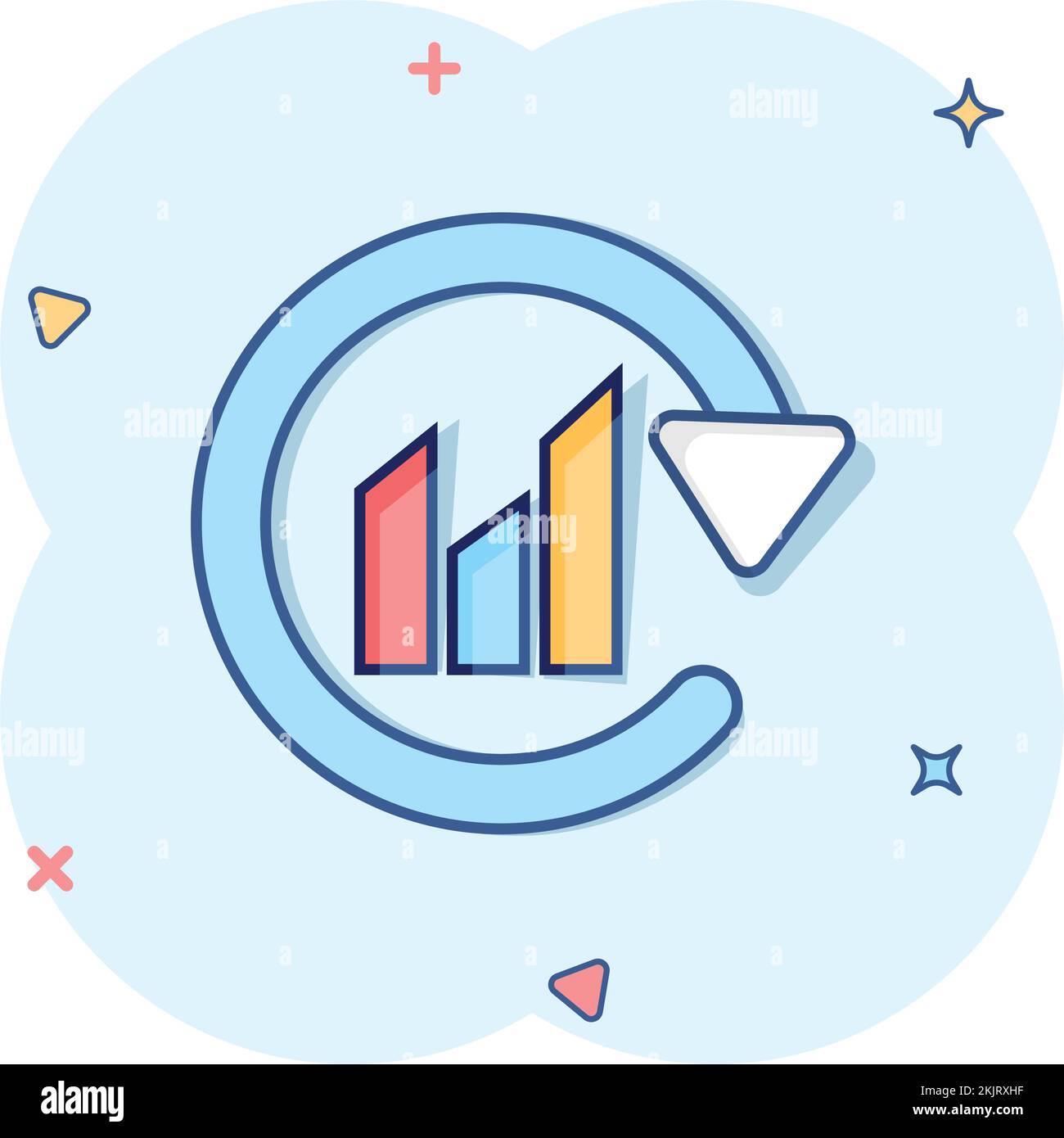 Graph arrow icon in comic style. Financial analytics cartoon vector ...