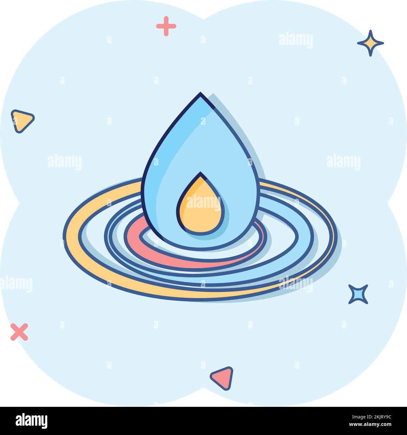 Water drop icon in comic style. Liquid cartoon vector illustration on ...