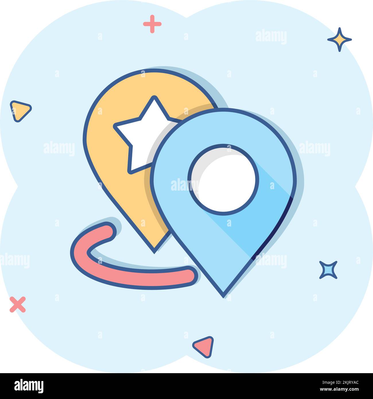 Map pin icon in comic style. GPS navigation cartoon vector illustration ...