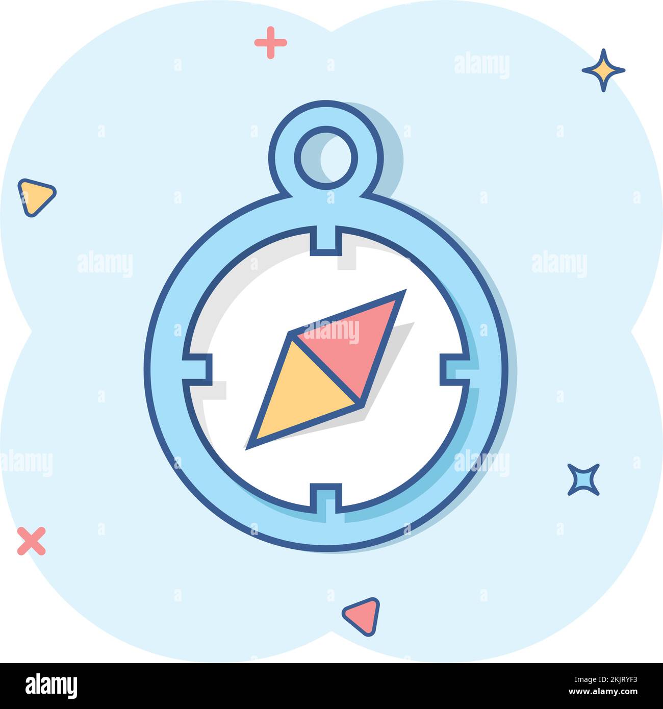 Compass icon in comic style. Navigation equipment cartoon vector ...