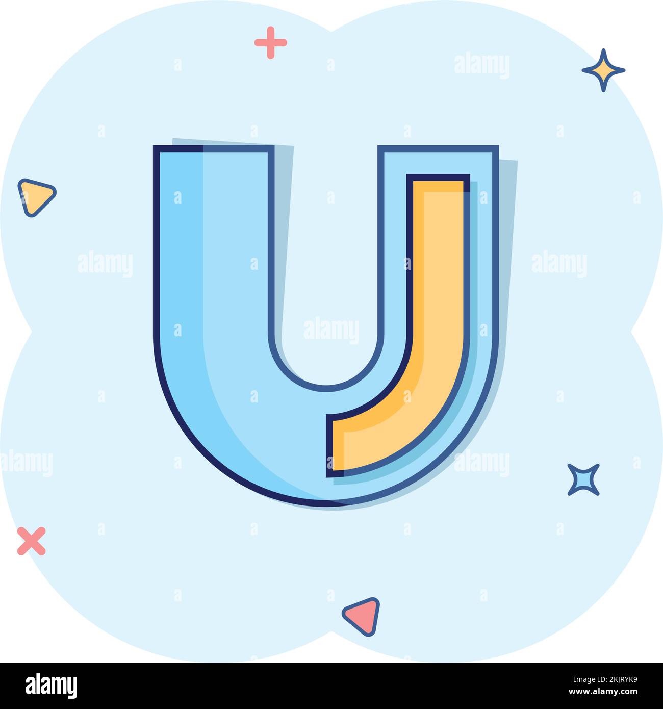 Magnet icon in comic style. Attract cartoon vector illustration on ...