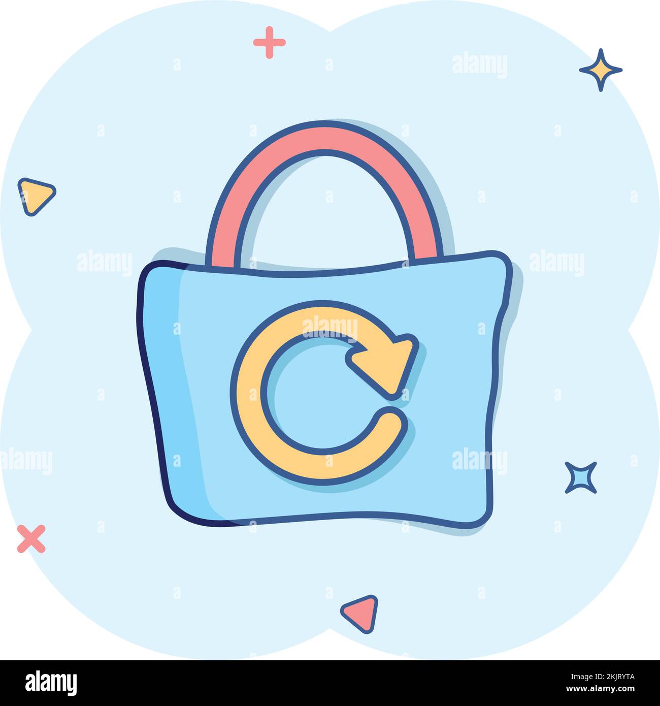 Eco bag icon in comic style. Ecobag cartoon vector illustration on ...