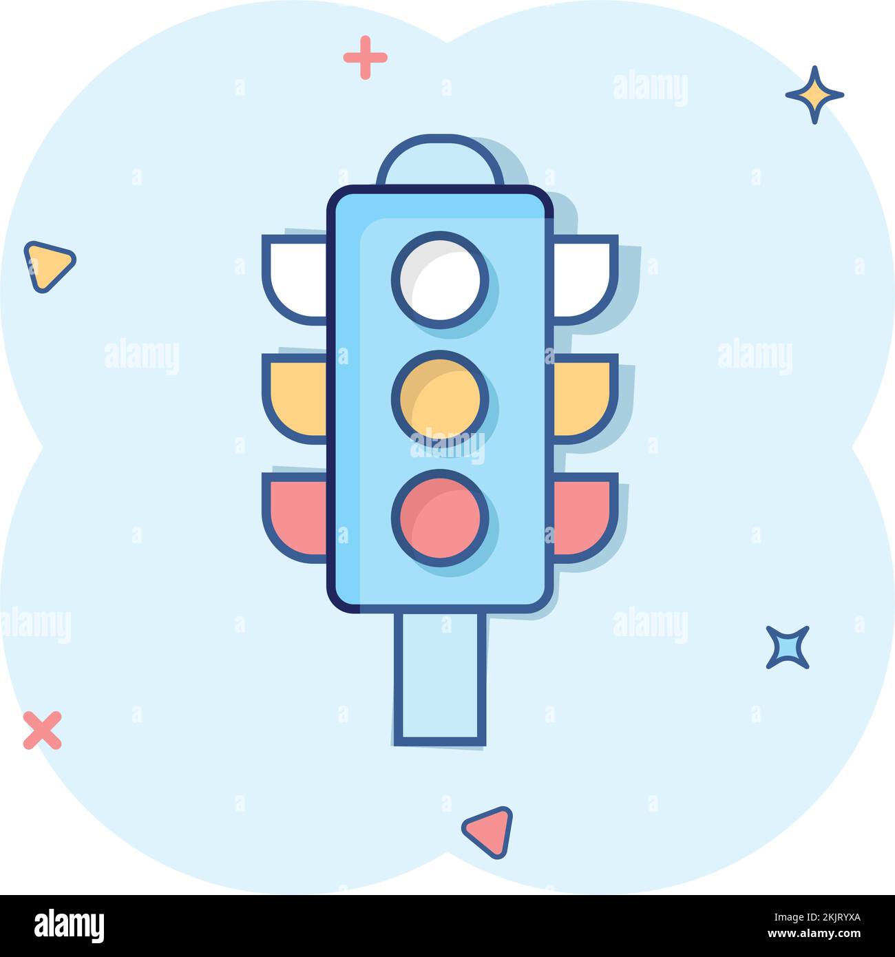 Semaphore icon in comic style. Traffic light cartoon vector ...