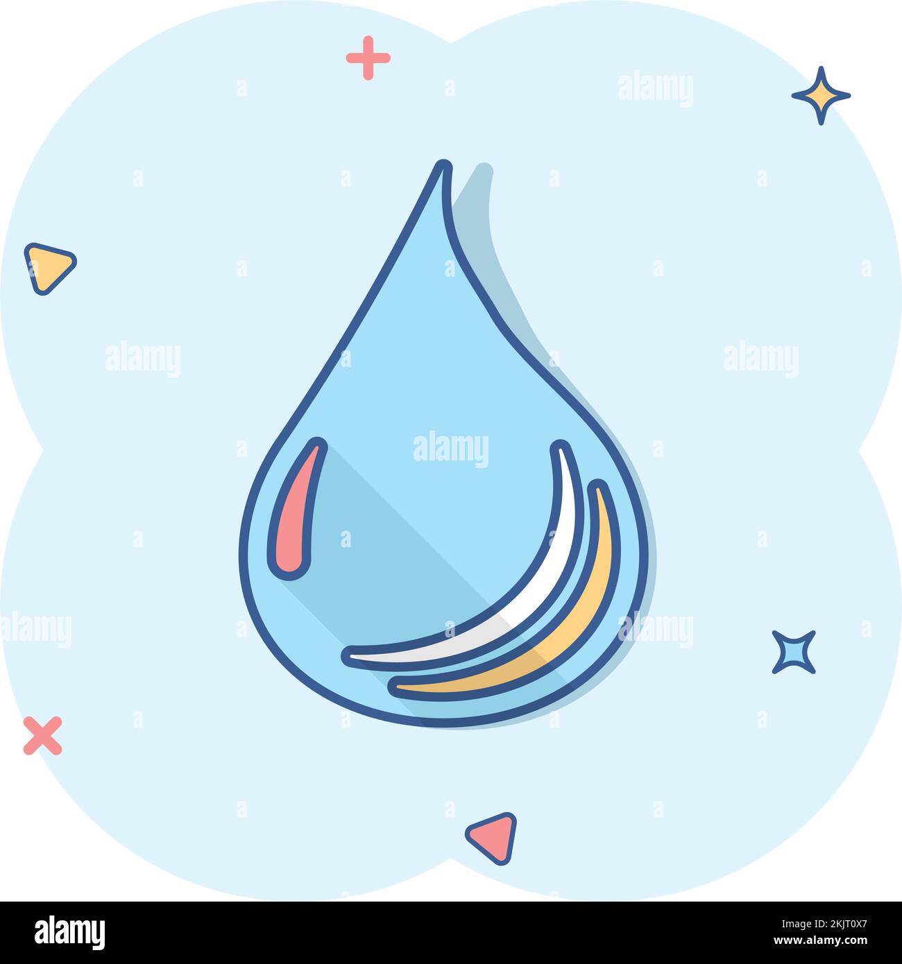 Water drop icon in comic style. Liquid cartoon vector illustration on ...