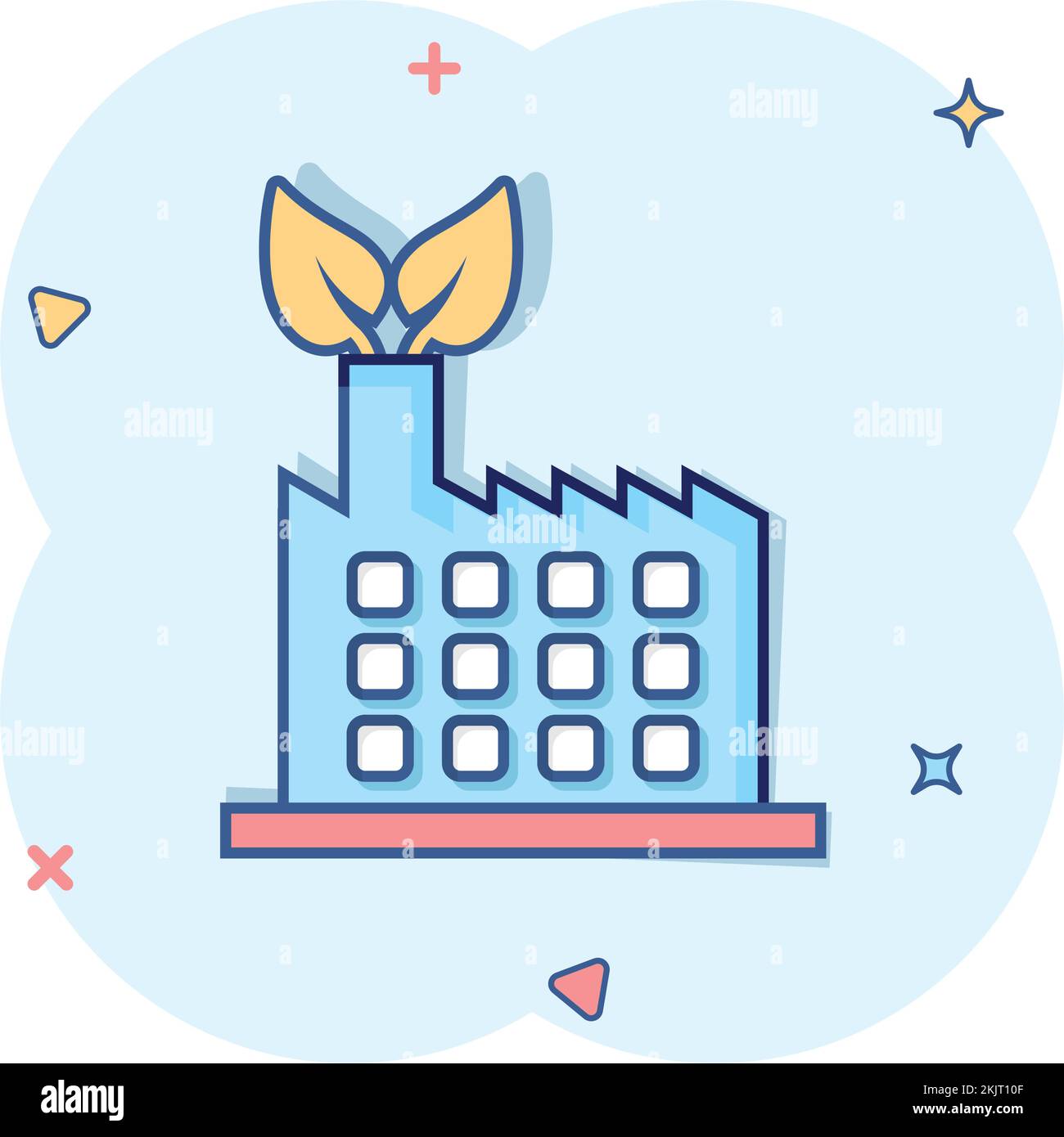 Factory ecology icon in comic style. Eco plant cartoon vector ...