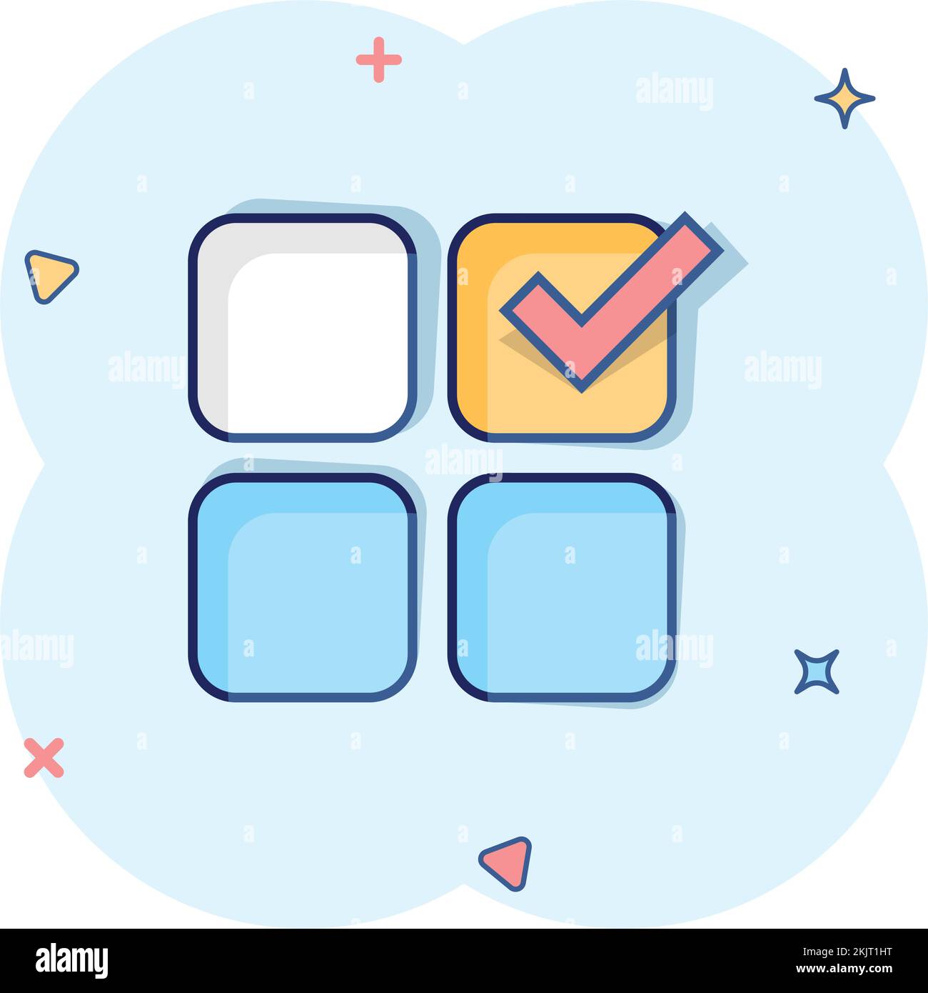 Checklist document icon in comic style. Survey cartoon vector ...