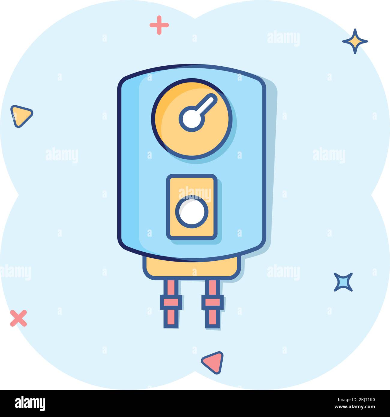 Gas boiler icon in comic style. Heater cartoon vector illustration on ...