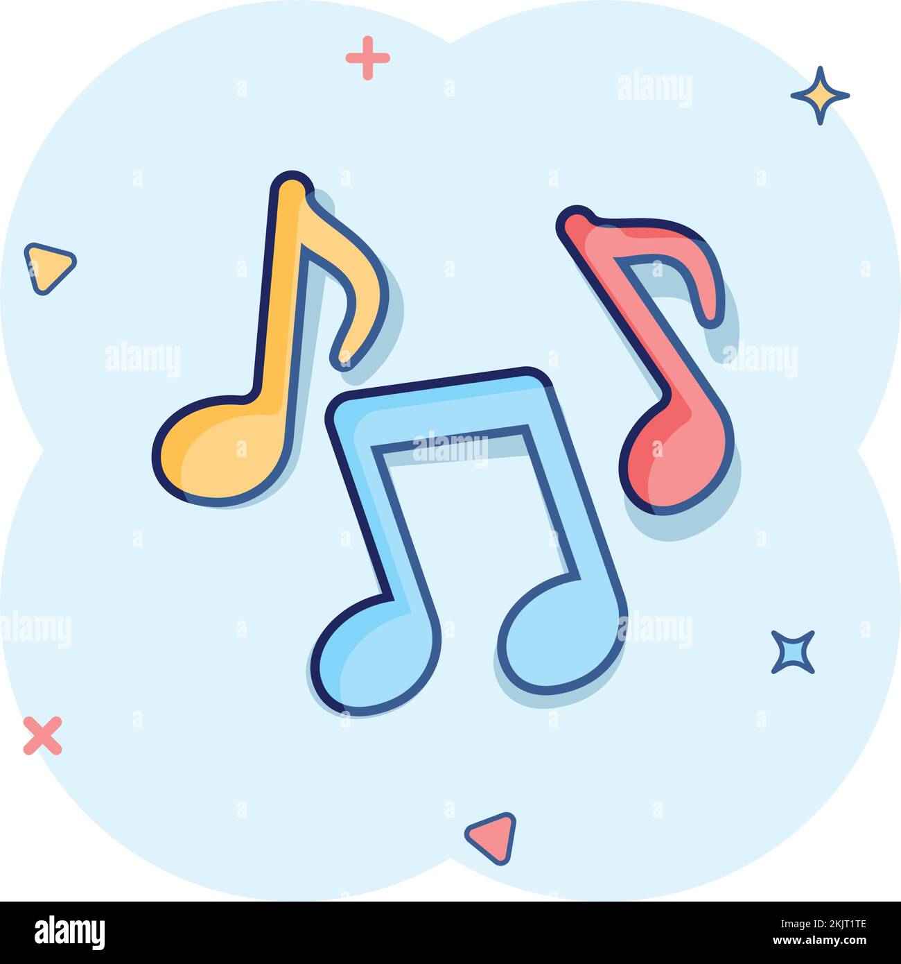 Music note icon in comic style. Song cartoon vector illustration on ...