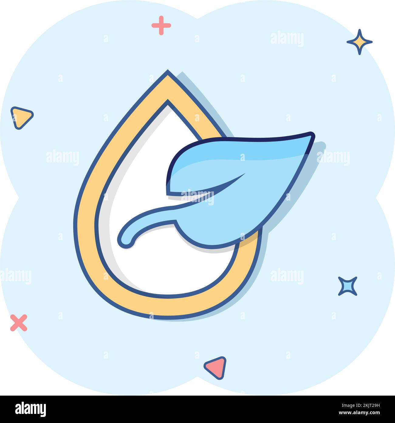 Natural drop water icon in comic style. Liquid cartoon vector ...