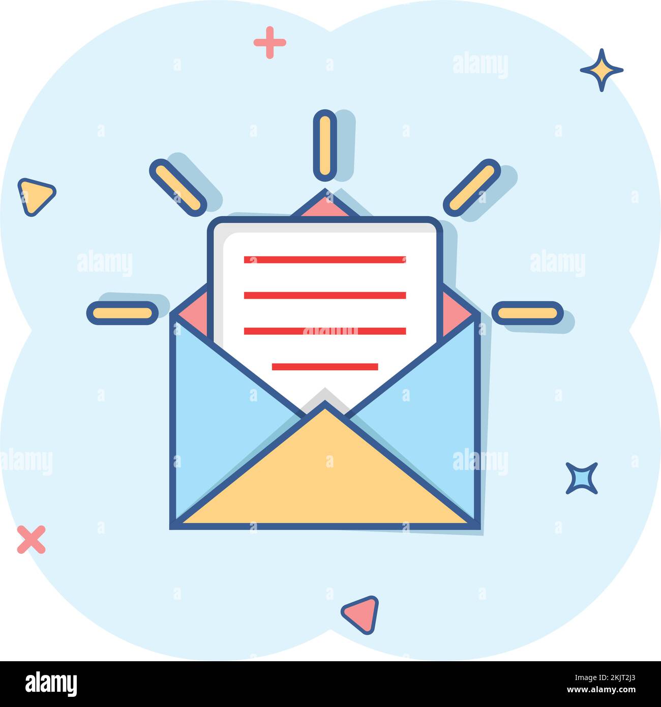 New incoming messages icon in comic style. Envelope with notification ...