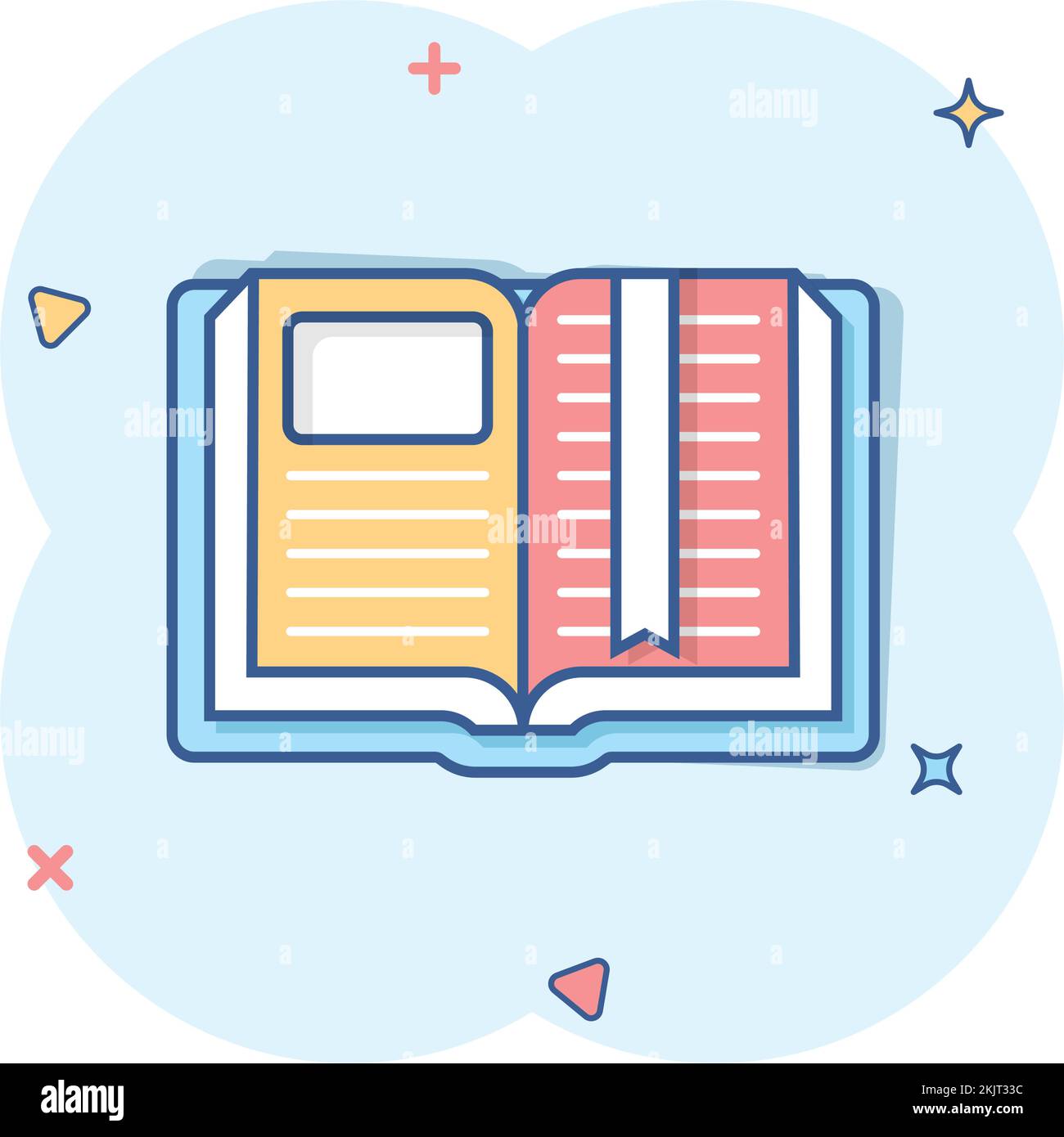 Book library icon in comic style. Encyclopedia cartoon vector ...