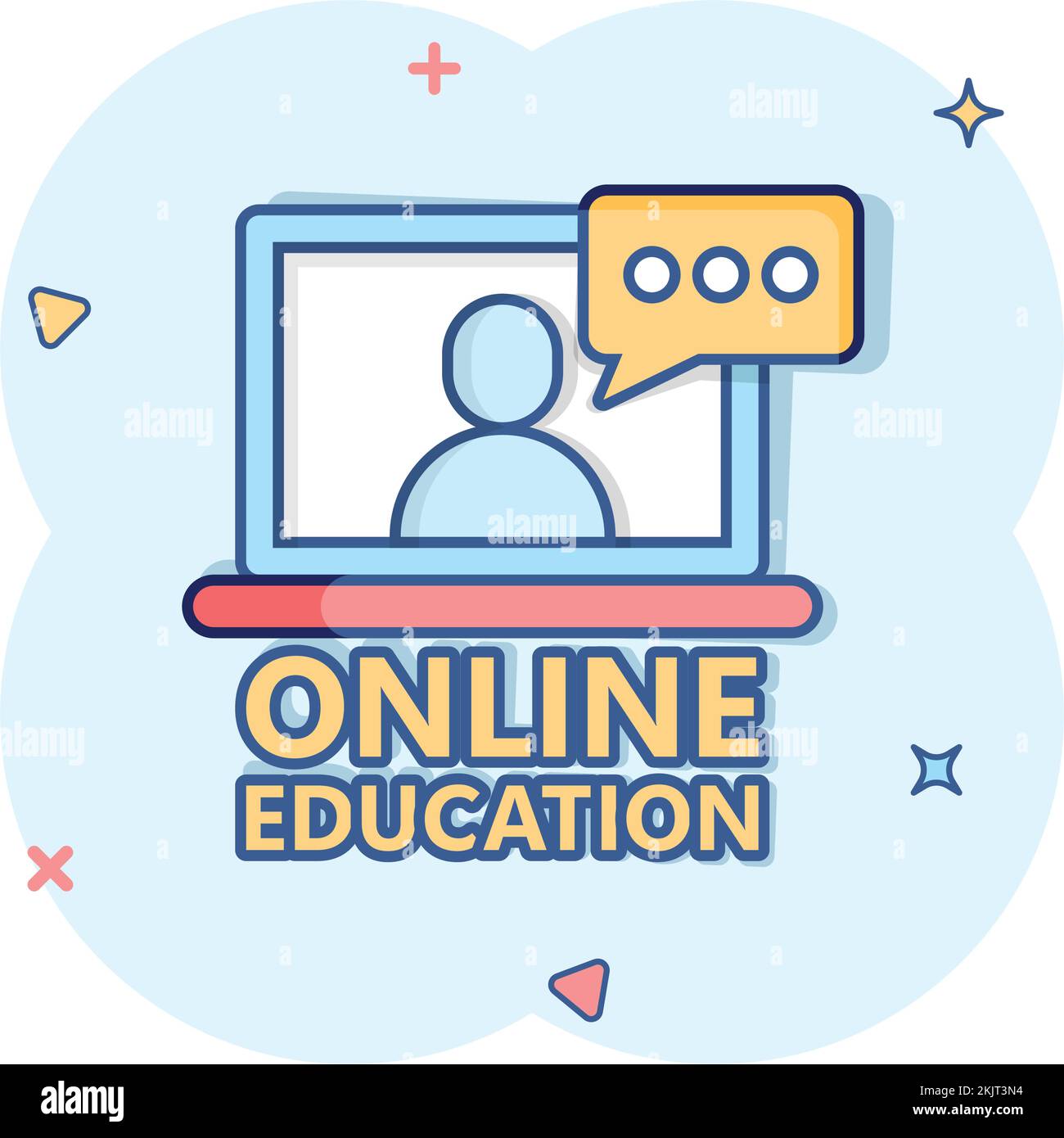 Live webinar icon in comic style. Online training cartoon vector ...