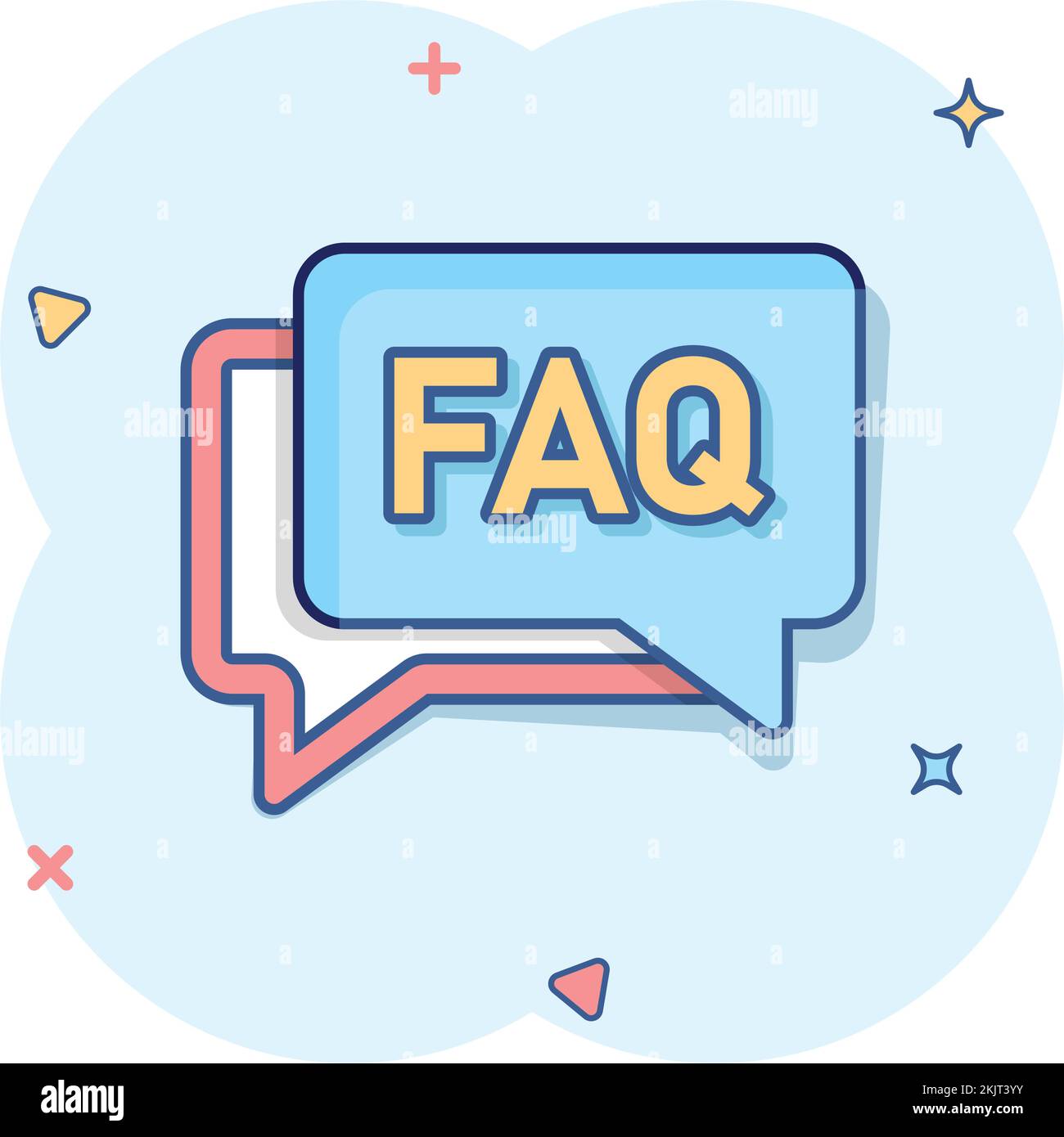 Faq speech bubble icon in comic style. Question cartoon vector ...