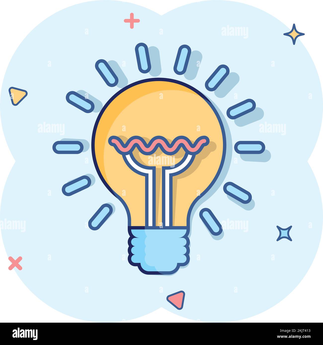 Light bulb icon in comic style. Lamp cartoon vector illustration on ...