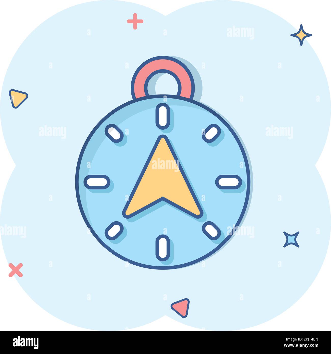 Compass icon in comic style. Navigation equipment cartoon vector ...
