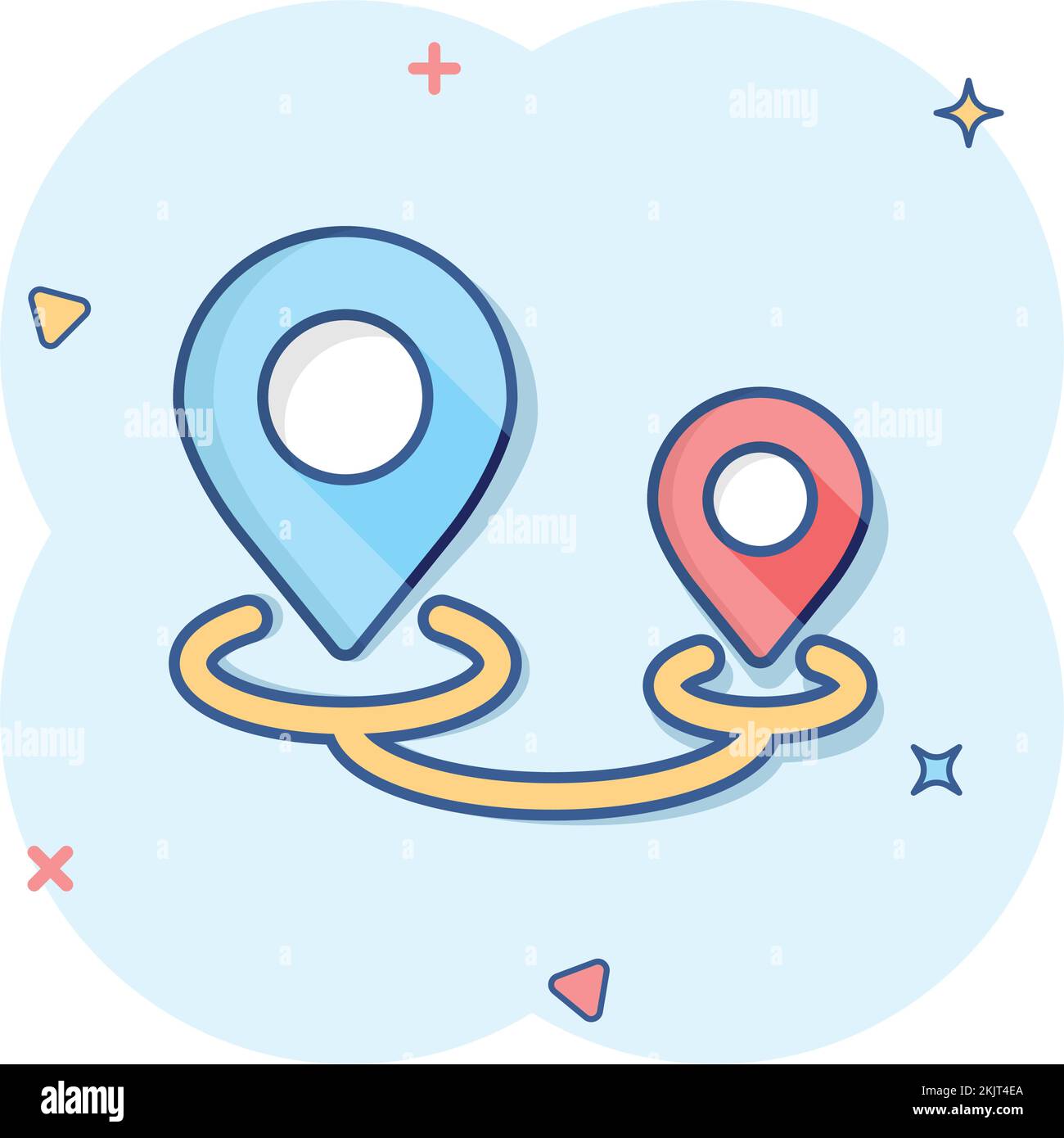 Map pin icon in comic style. GPS navigation cartoon vector illustration ...