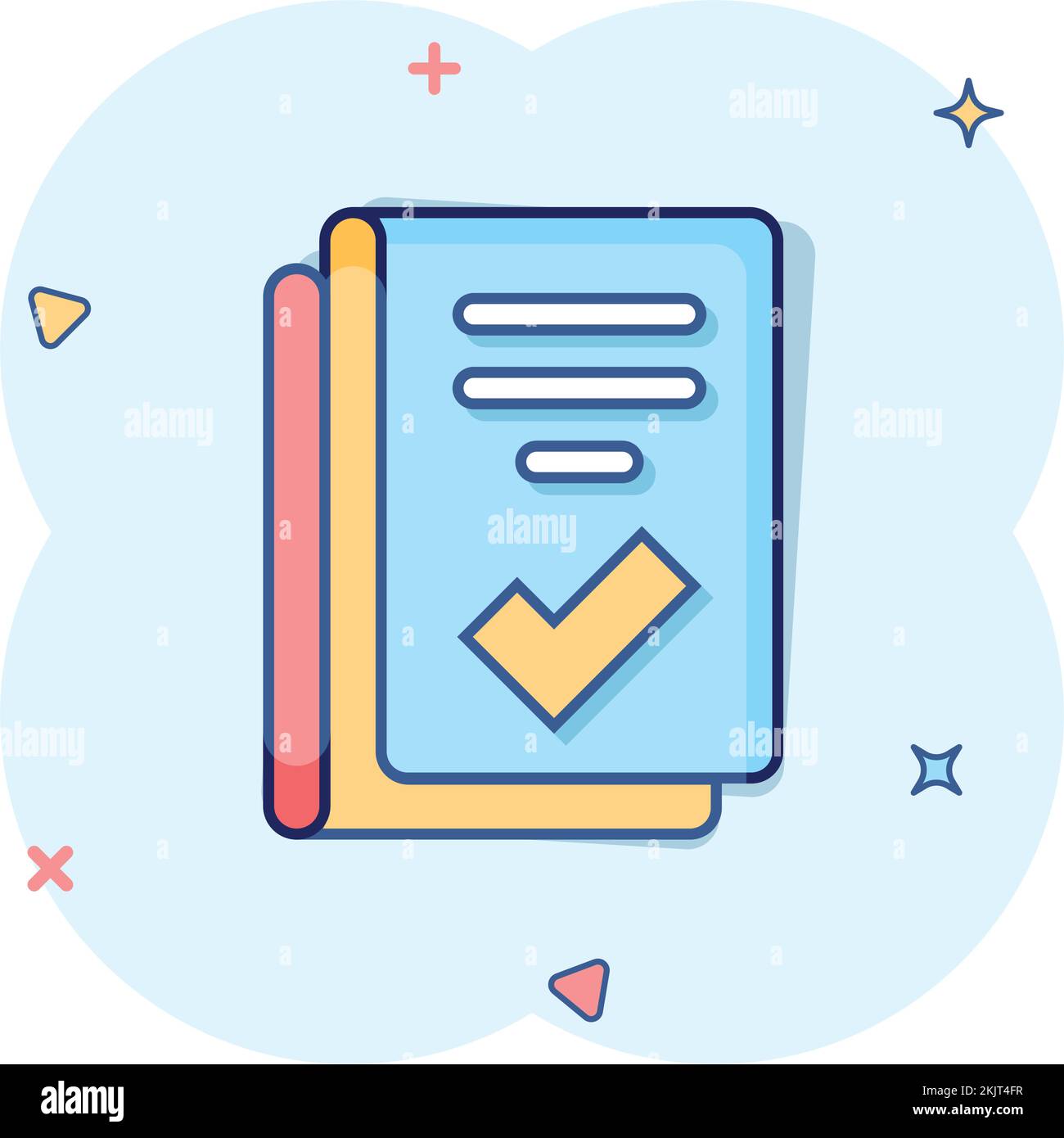 Document checklist icon in comic style. Report cartoon vector ...