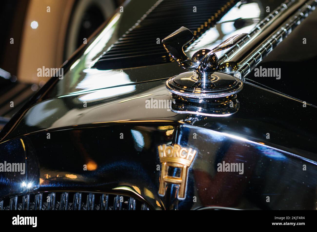 Moscow region, Russia, June 06, 2010. Vintage car logo emblem Horch ...