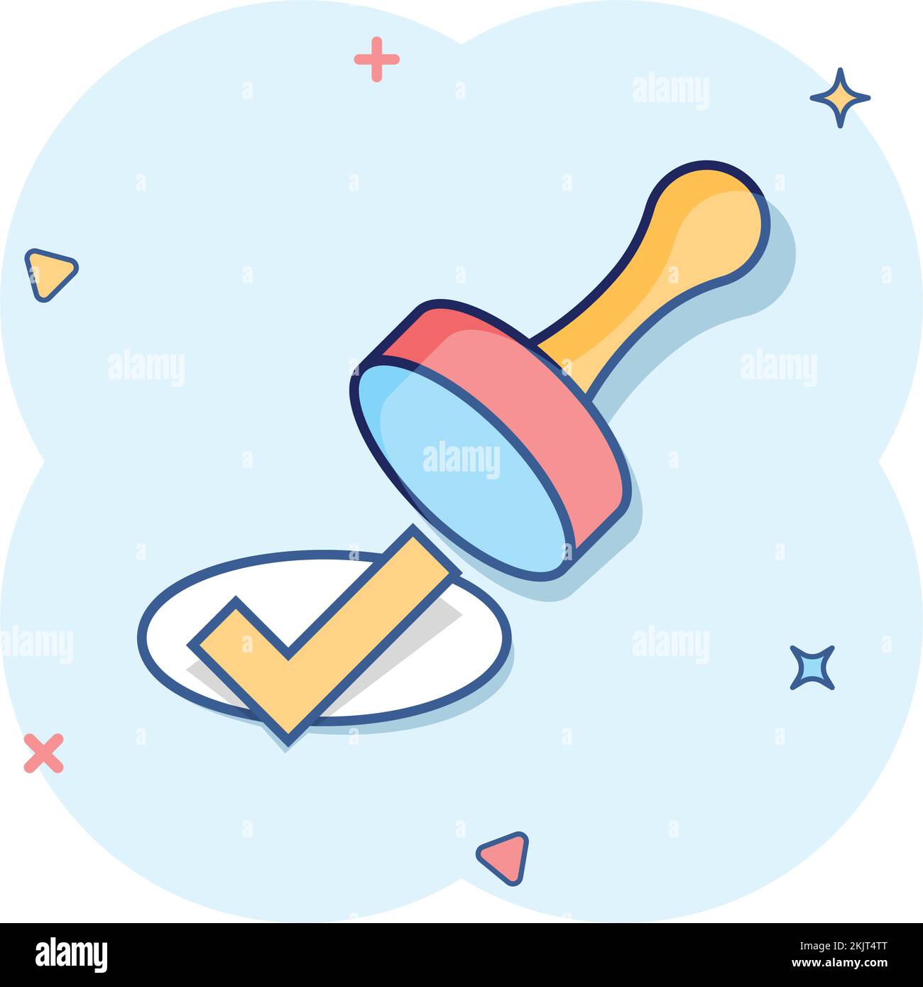 Approve stamp icon in comic style. Accept check mark cartoon vector ...