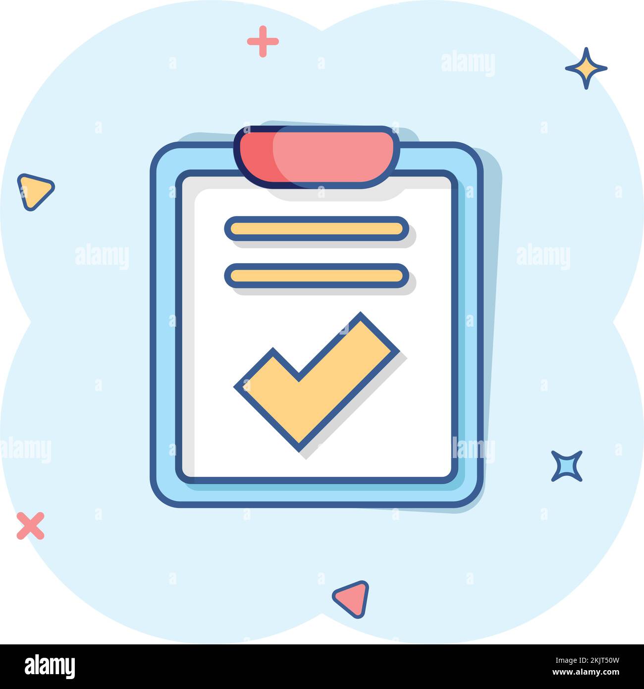 Document checklist icon in comic style. Report cartoon vector ...