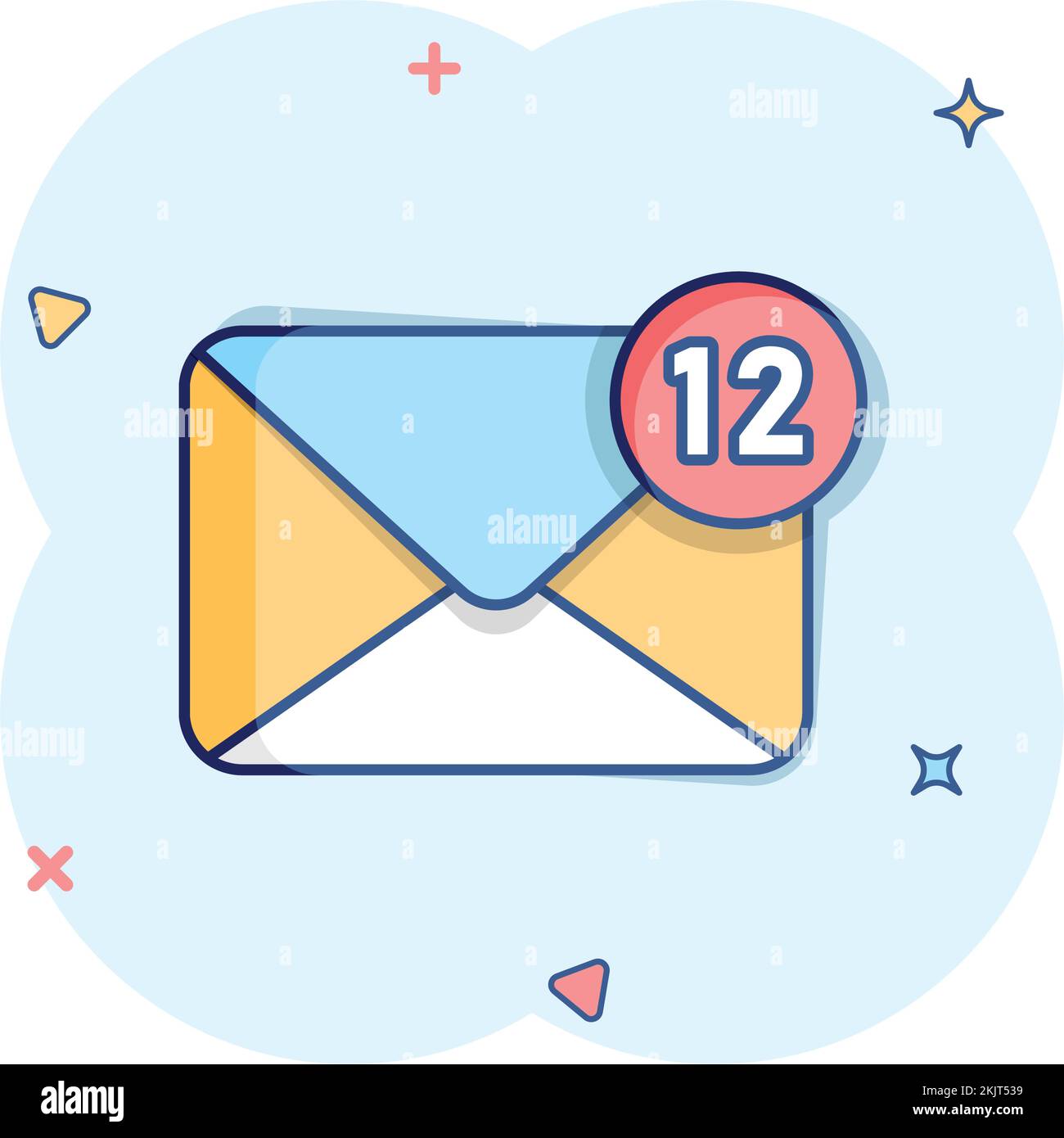 New incoming messages icon in comic style. Envelope with notification cartoon vector ...