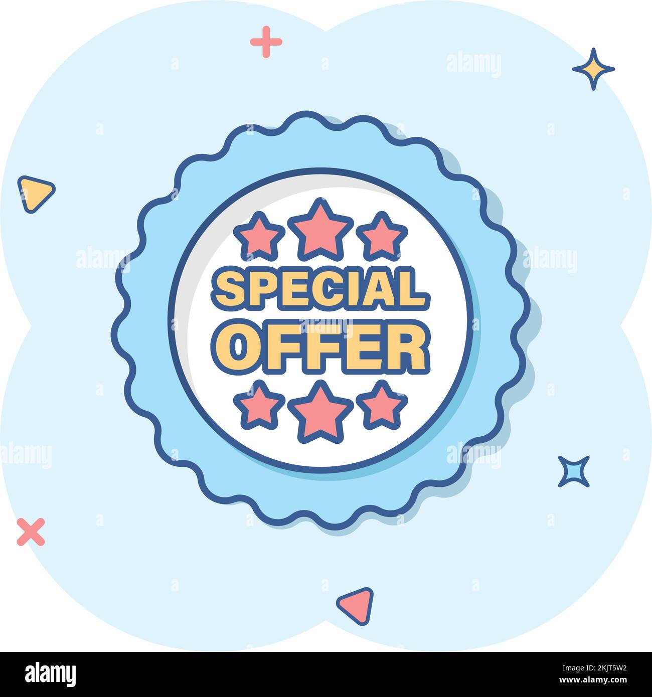 Special offer label icon in comic style. Discount banner cartoon vector ...