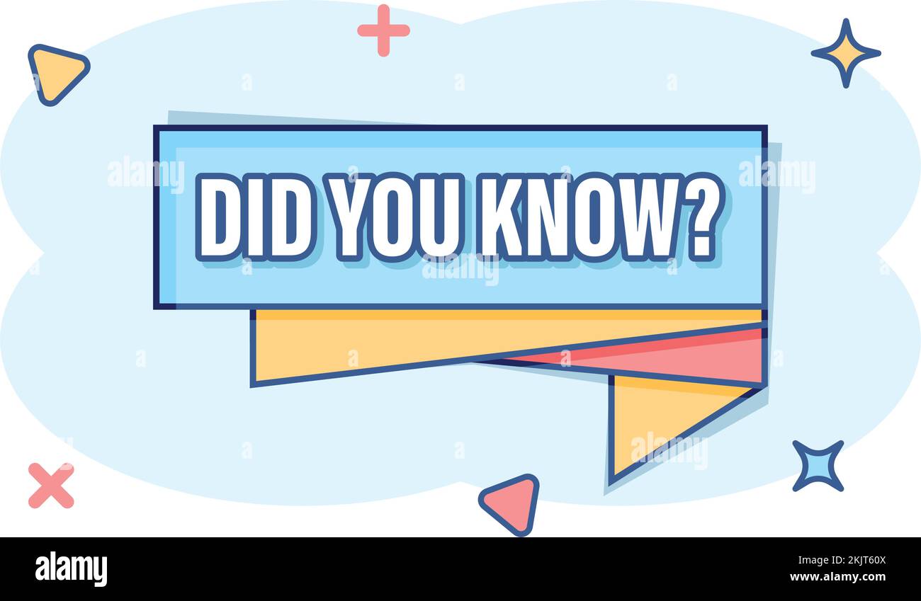 Did you know icon in comic style. Banner interesting facts cartoon ...