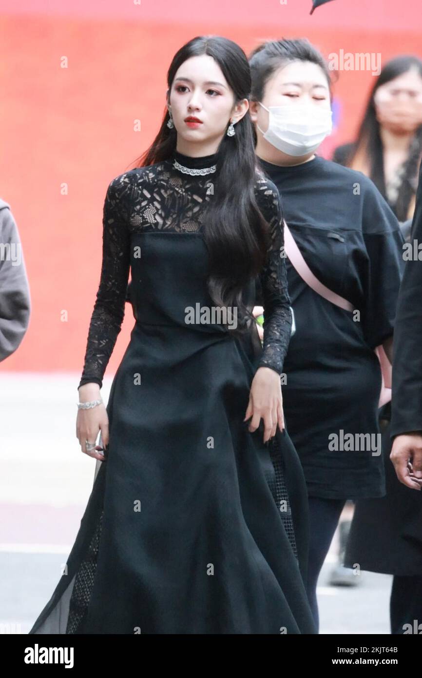 Chinese actress Zhou Ye attended the VOGUE activity in black lace dress in Shanghai, China, 8 ...